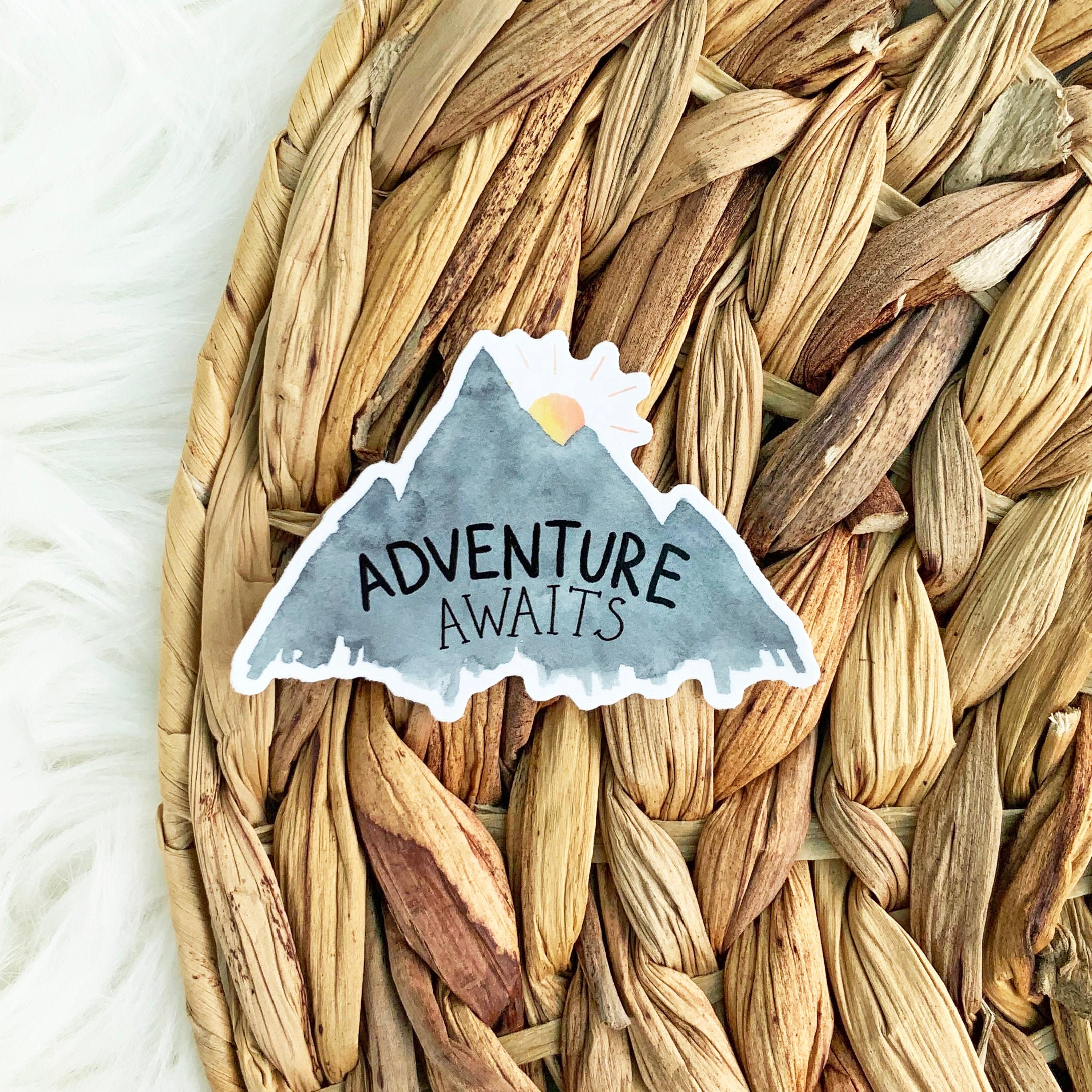 Adventure Sticker Adventure Awaits Mountain Sticker | Etsy