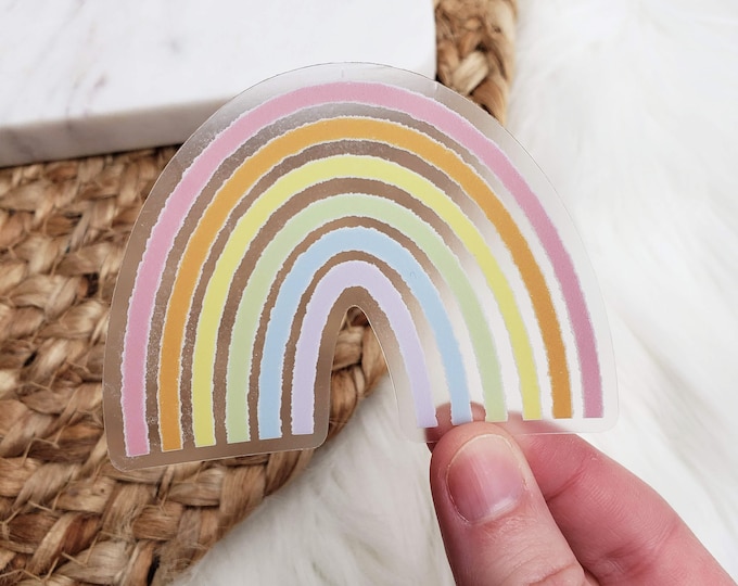 Pastel Rainbow Sticker Clear Background Rainbow Sticker - Etsy