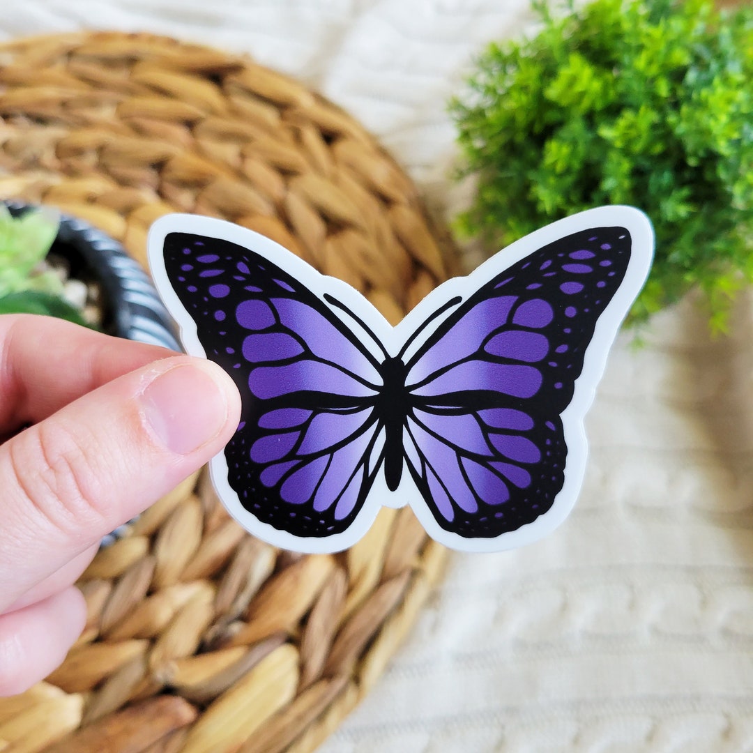 Purple Butterfly Sticker, Vinyl Stickers, Laptop Stickers, Water Bottle ...