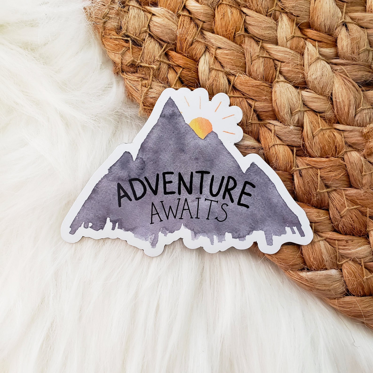 Adventure Sticker Adventure Awaits Mountain Sticker - Etsy