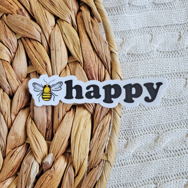 Bee Happy Sticker - Etsy