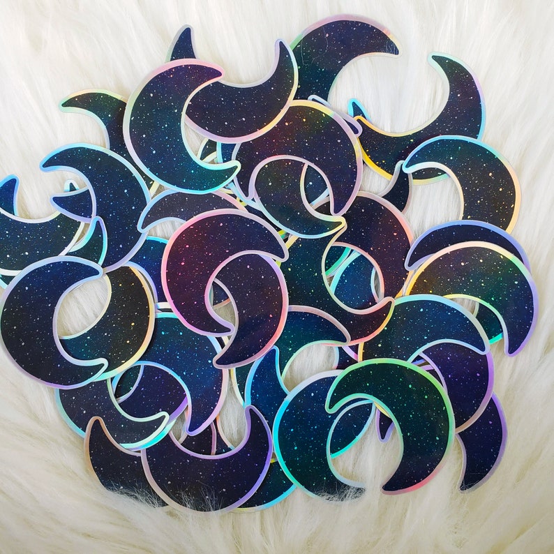 Moon Sticker Galaxy Sticker Holographic Sticker Laptop - Etsy