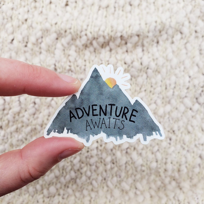 Adventure Sticker Adventure Awaits Mountain Sticker - Etsy