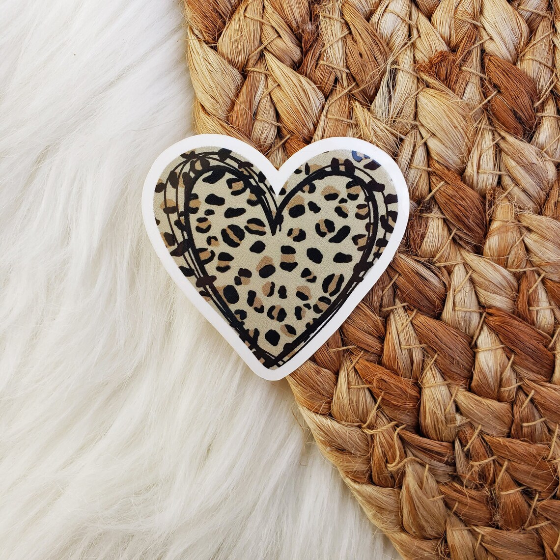 Cheetah Print Sticker Heart Sticker Animal Sicker Water | Etsy