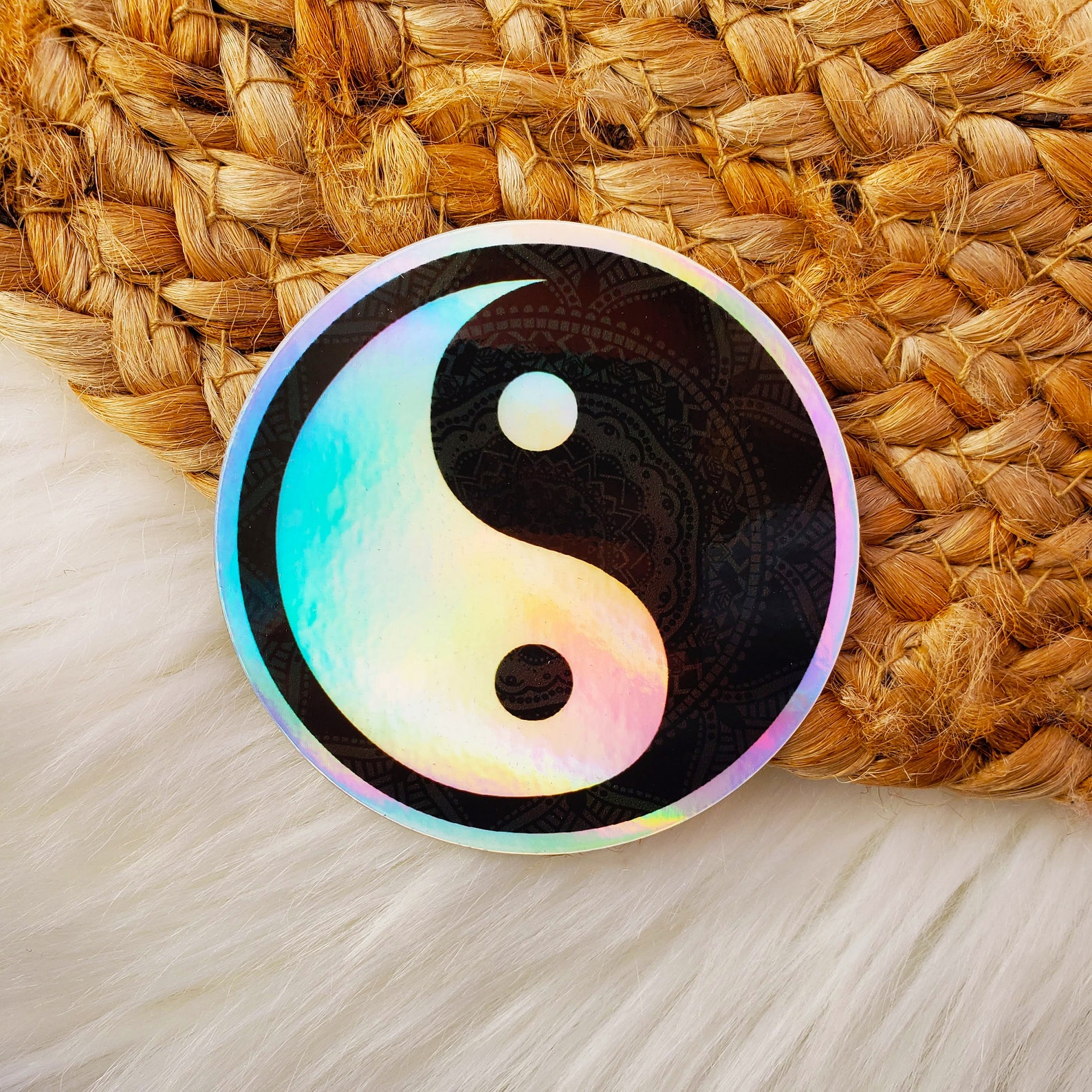 Yin Yang Sticker Mandala Sticker Holographic Sticker Laptop - Etsy