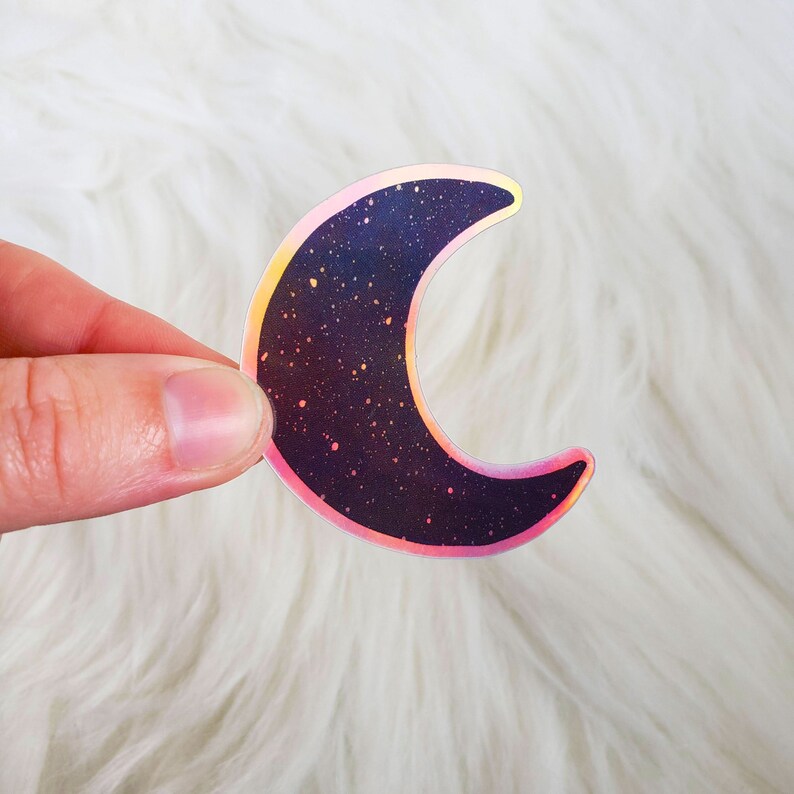 Moon Sticker Galaxy Sticker Holographic Sticker Laptop | Etsy