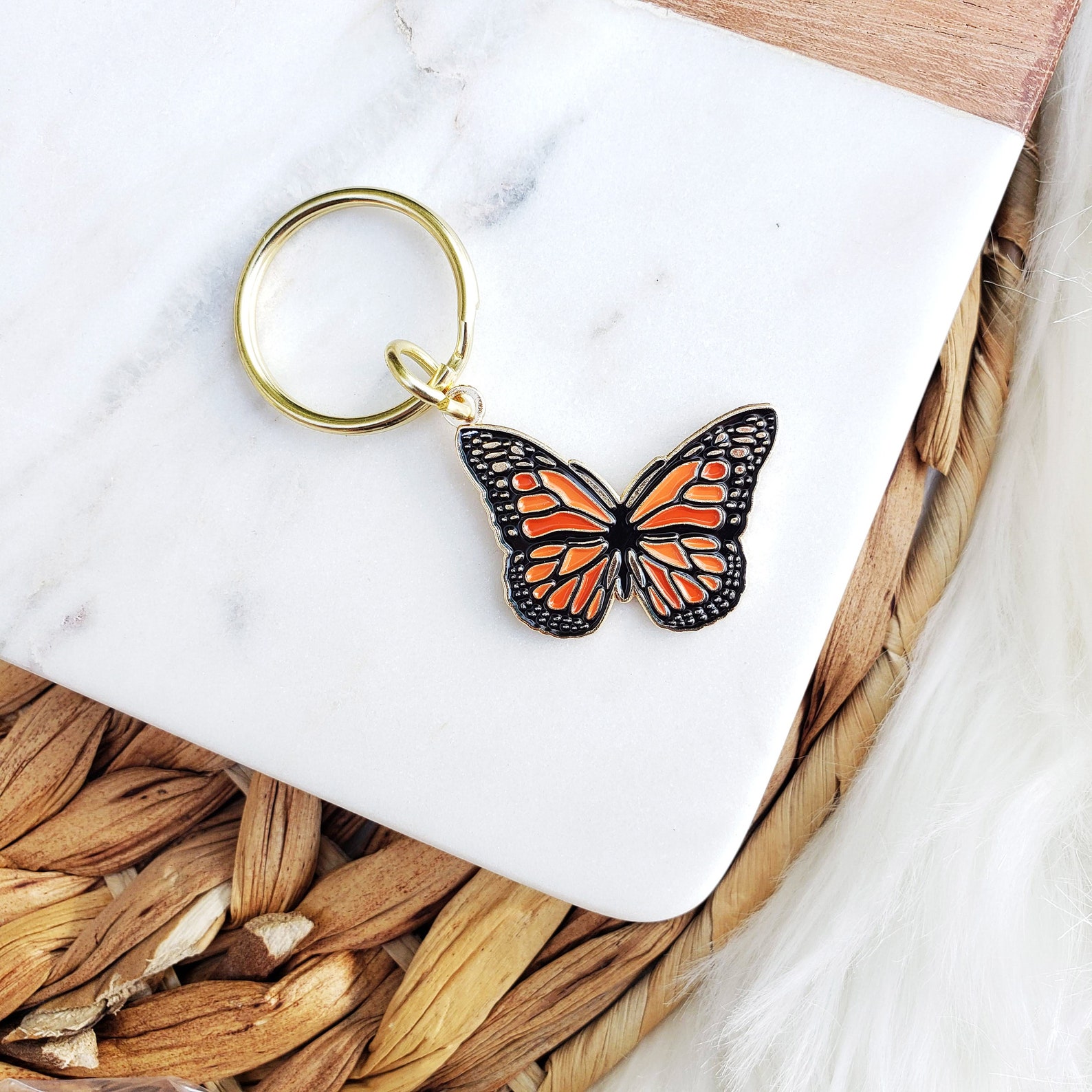 Monarch Butterfly Keychain Butterfly Keyring Metal Butterfly - Etsy