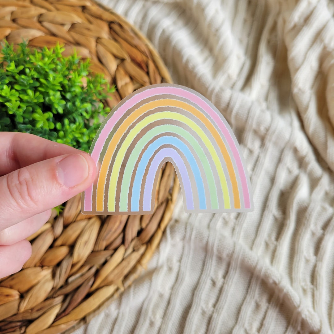 Pastel Rainbow Sticker, Clear Background Rainbow Sticker - Etsy