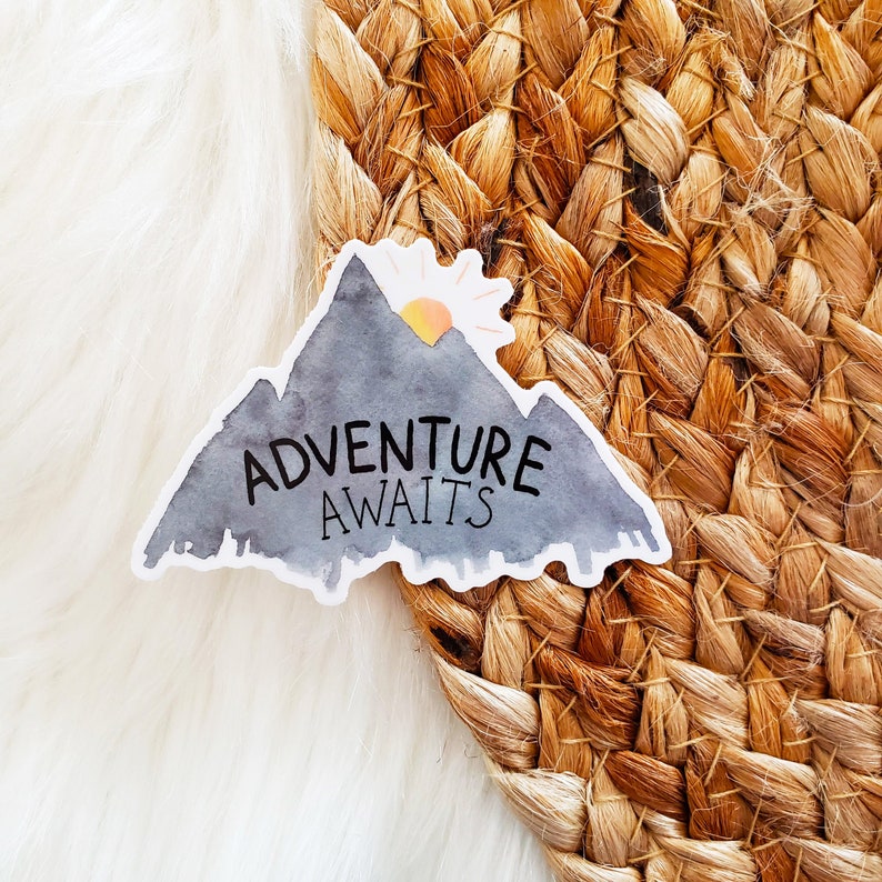 Adventure Sticker Adventure Awaits Mountain Sticker - Etsy