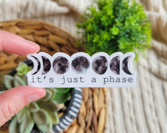 It's Just a Phase Moon Sticker, Phases of the Moon Sticker, Moon ...