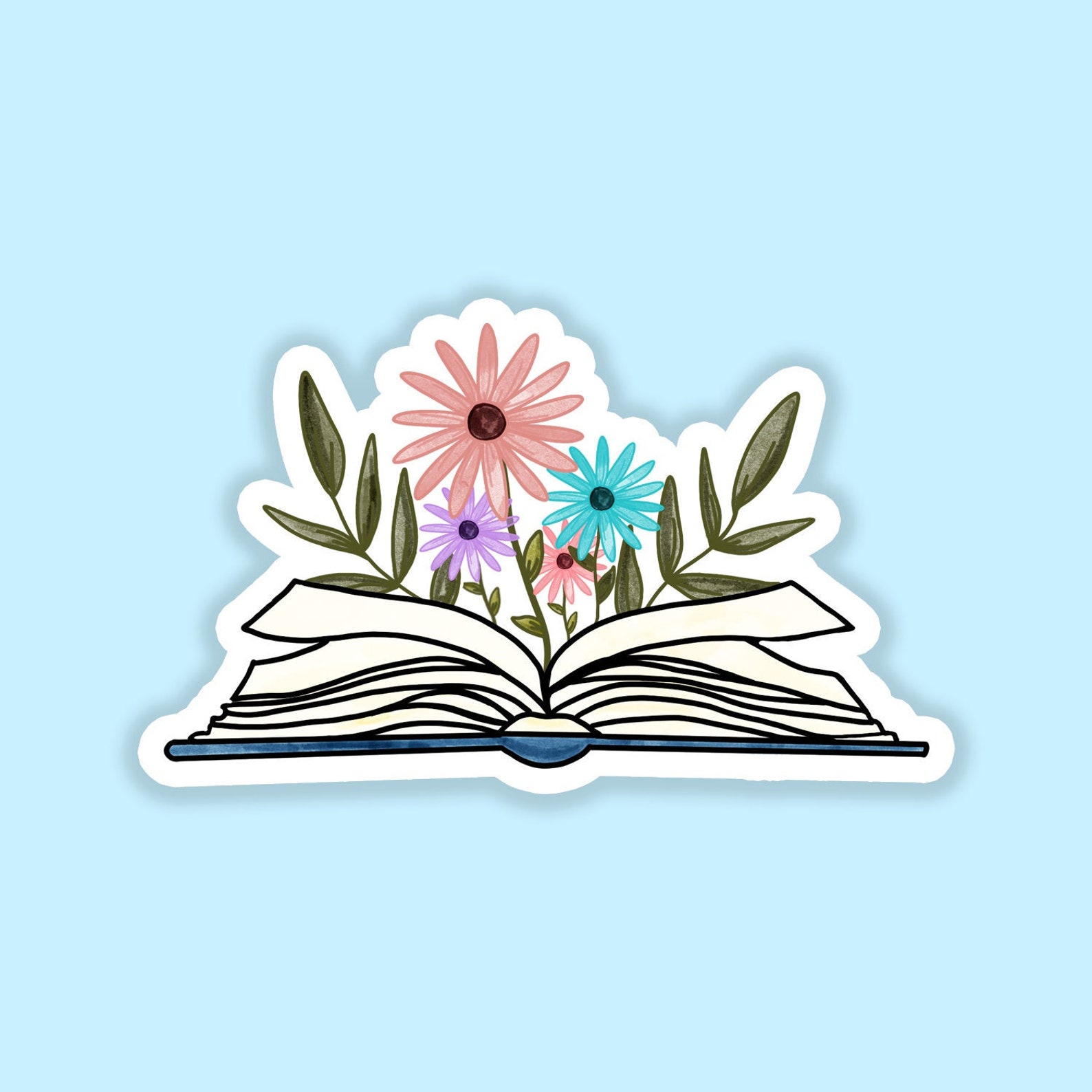 Floral Book Sticker Book Sticker Floral Sticker Flower | Etsy