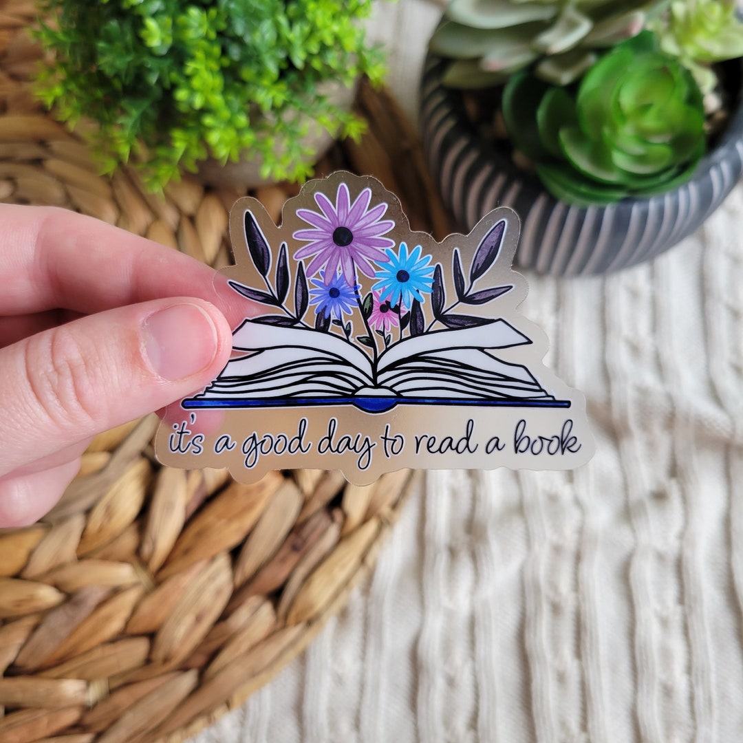 Floral Book Sticker: Waterproof Reading Decal - Etsy
