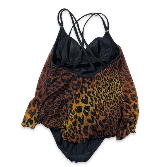 Vintage Leopard Sheer Flyaway Mesh Overlay Teddy Mate… - Gem
