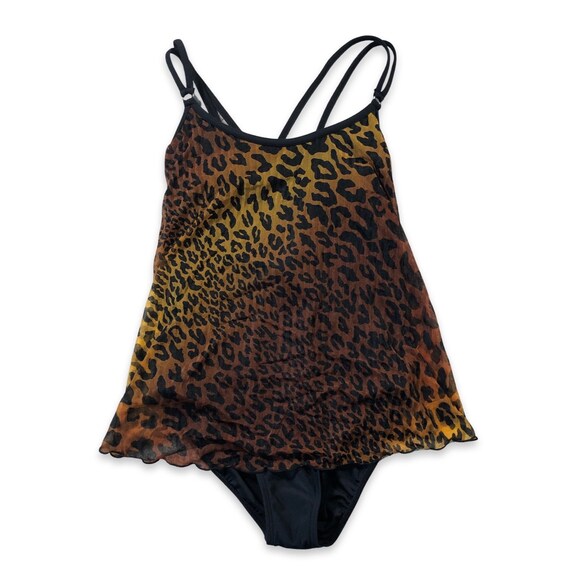 Vintage Leopard Sheer Flyaway Mesh Overlay Teddy Mate… - Gem