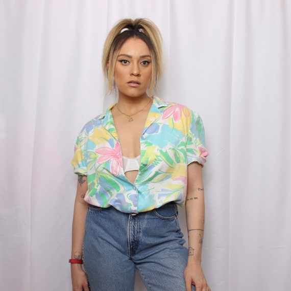 Vintage Floral Button Down Blouse - Etsy