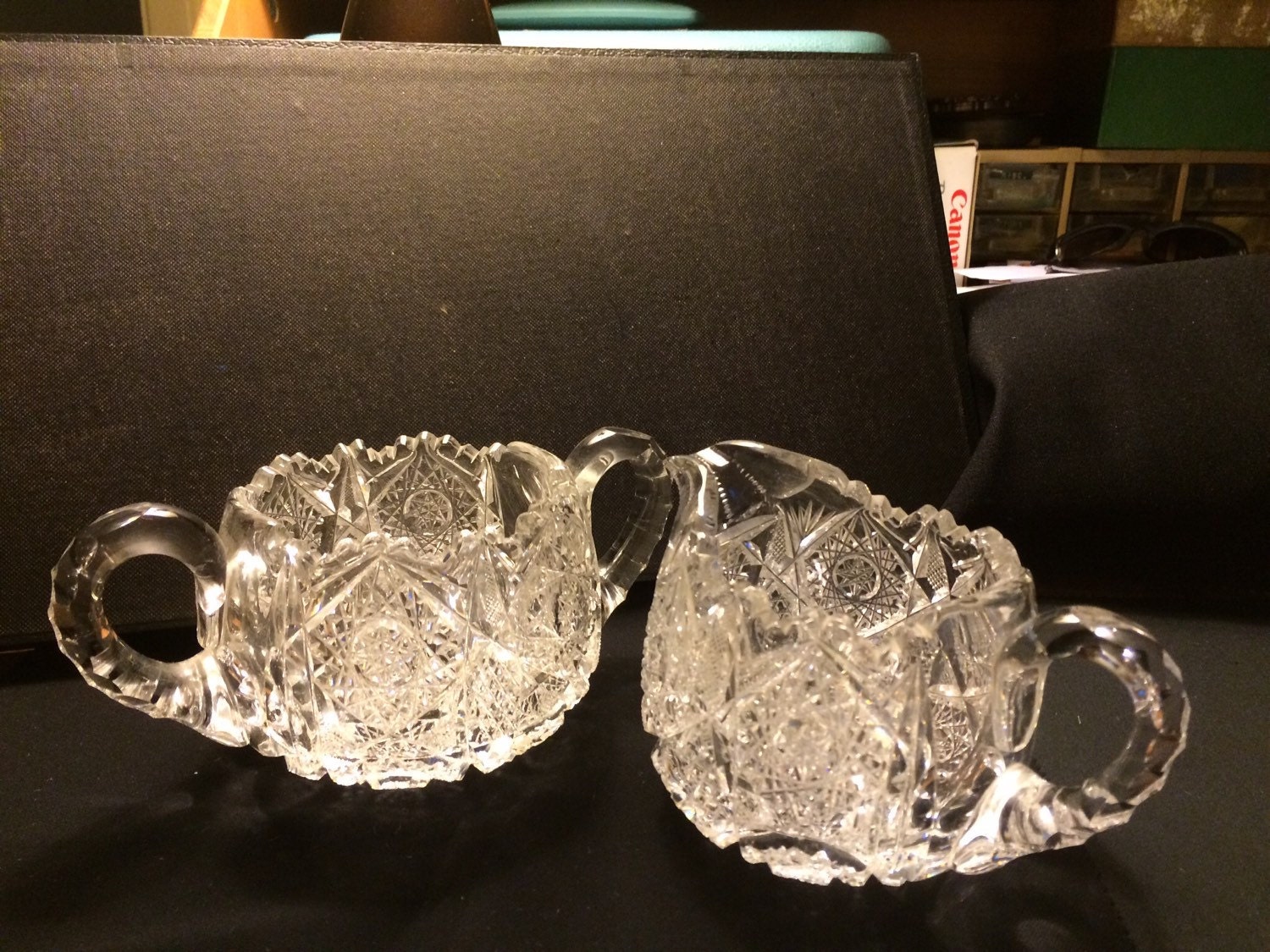 Cut Crystal Sugar and Creamer Set - Etsy