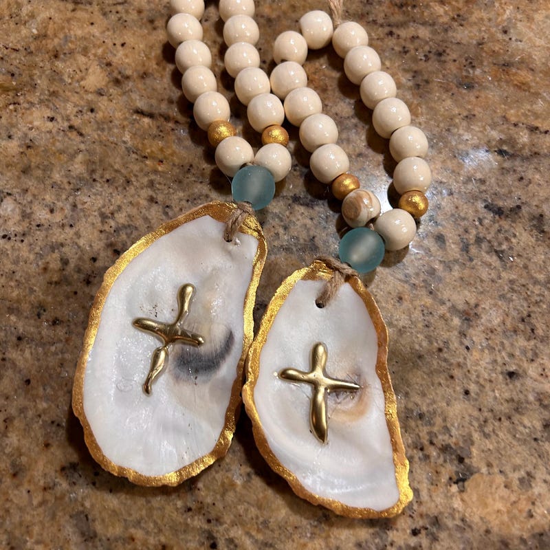 Oyster Shell Gold Cross - Etsy