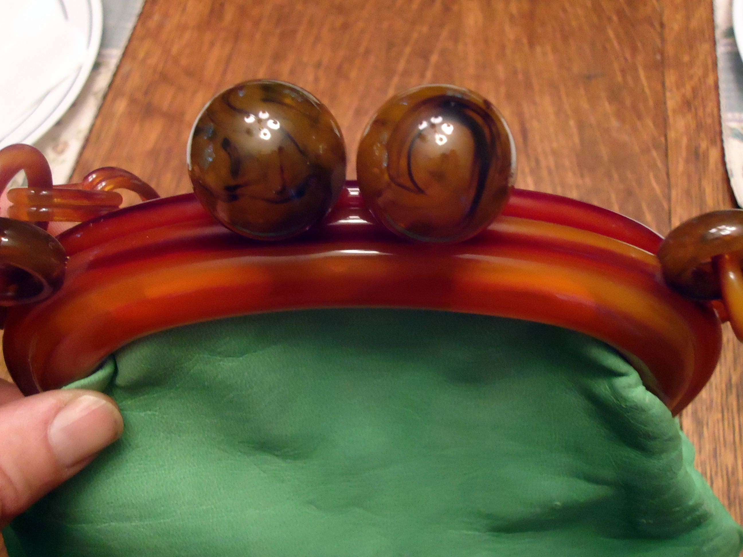 Wonderful Vintage Celluloid Purse Frame Amber/tortoise 2 Knob Closure ...