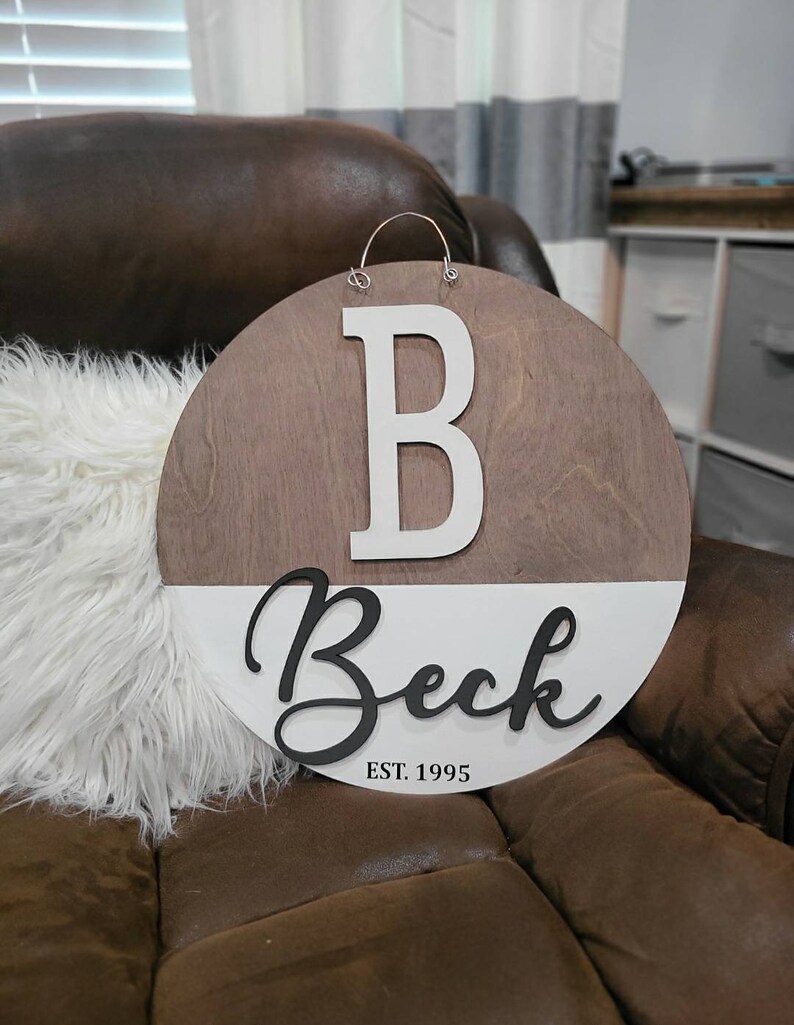 Round Initial Family Sign 3D Letter Signs Wood Signs Family - Etsy