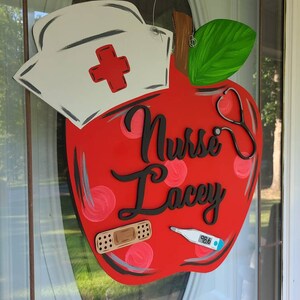 School Nurse Apple Door Hanger - Etsy
