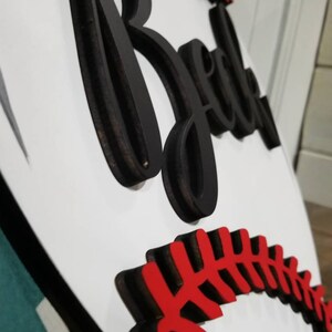 19 " Wood Round Baseball Sign, 3D Wood Sign, Baseball Name Signs - Etsy