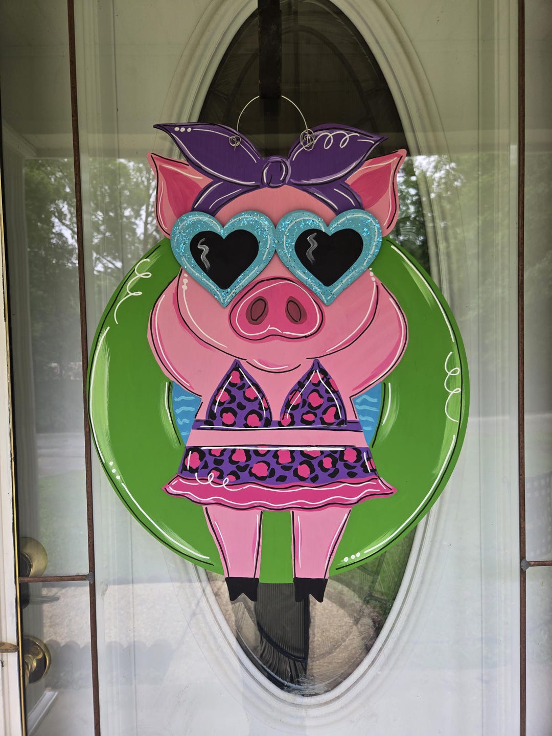 Pig on a Tube Door Hanger, Door Hanger, Summer Decor, Piggy Decor, - Etsy