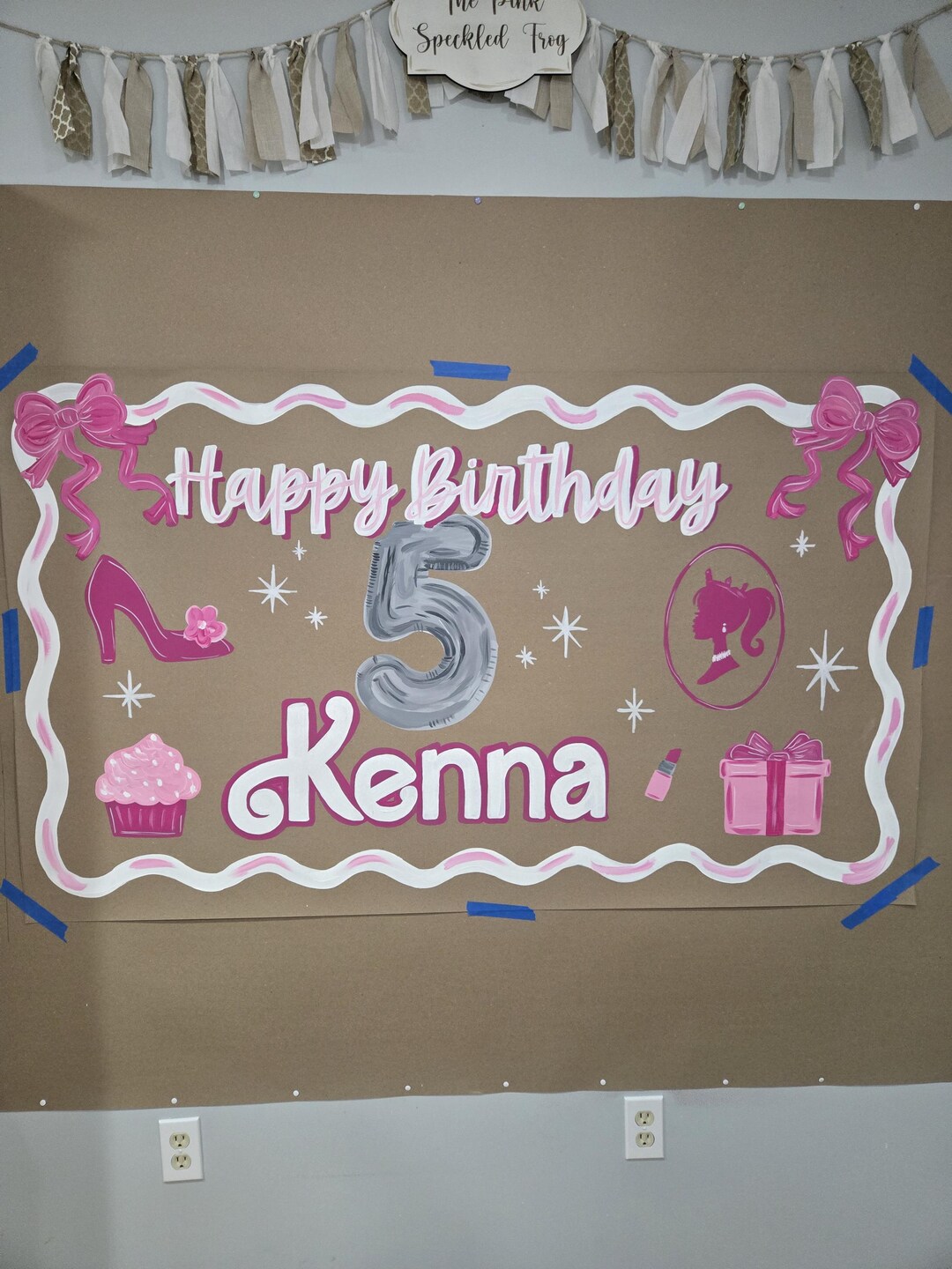 Painted Birthday Banners, Pink Birthday Banners, Girls Theme Birthday ...