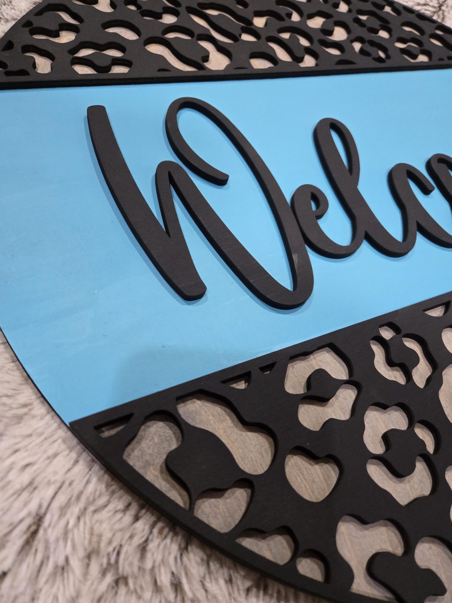 Leopard Welcome Color Block Door Hanger, Door Hangers, Leopard Signs ...