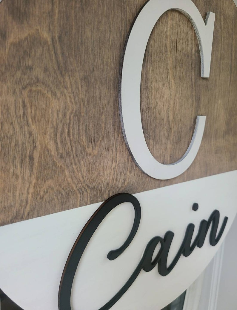 Round Initial Family Sign 3D Letter Signs Wood Signs Family - Etsy