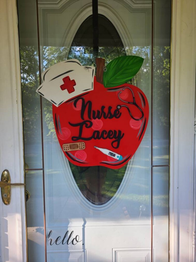 School Nurse Apple Door Hanger - Etsy