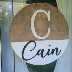 Round Initial Family Sign, 3D Letter Signs, Wood Signs, Family Name ...