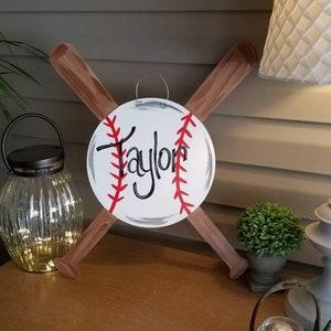 Baseball door hanger sports door hanger bat and ball door | Etsy