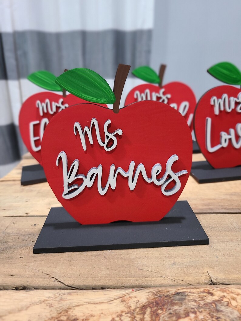 Apple Desk Name Signs | Etsy