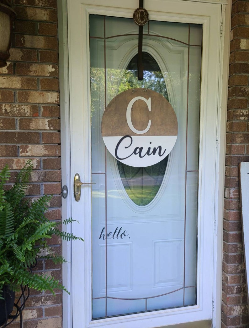 Round initial family sign 3D letter signs Wood signs family | Etsy