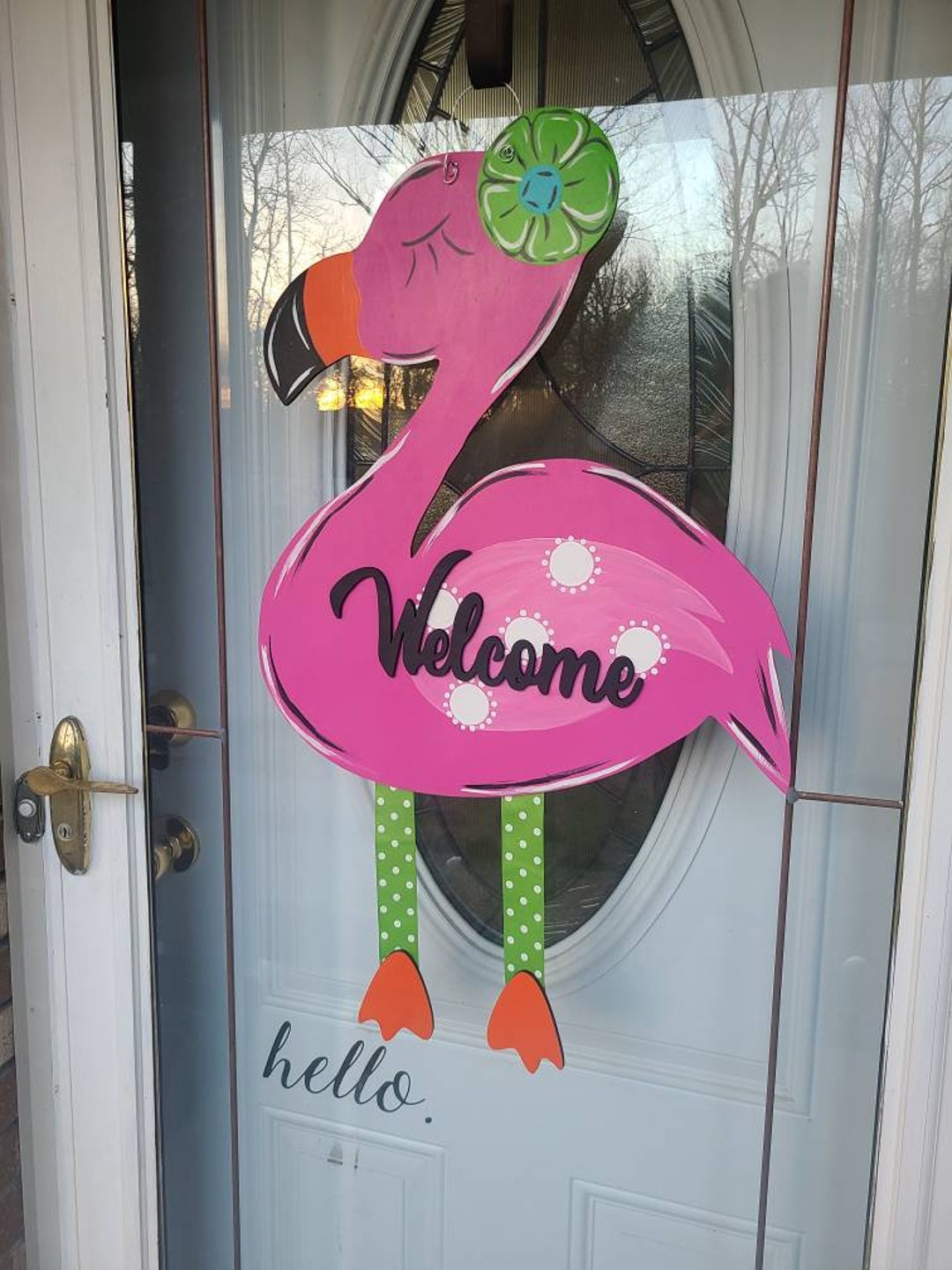 Flamingo Door Hanger, Door Hangers, Flamingo Decor - Etsy