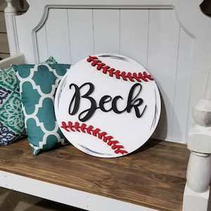 19 " Wood Round Baseball Sign, 3D Wood Sign, Baseball Name Signs - Etsy