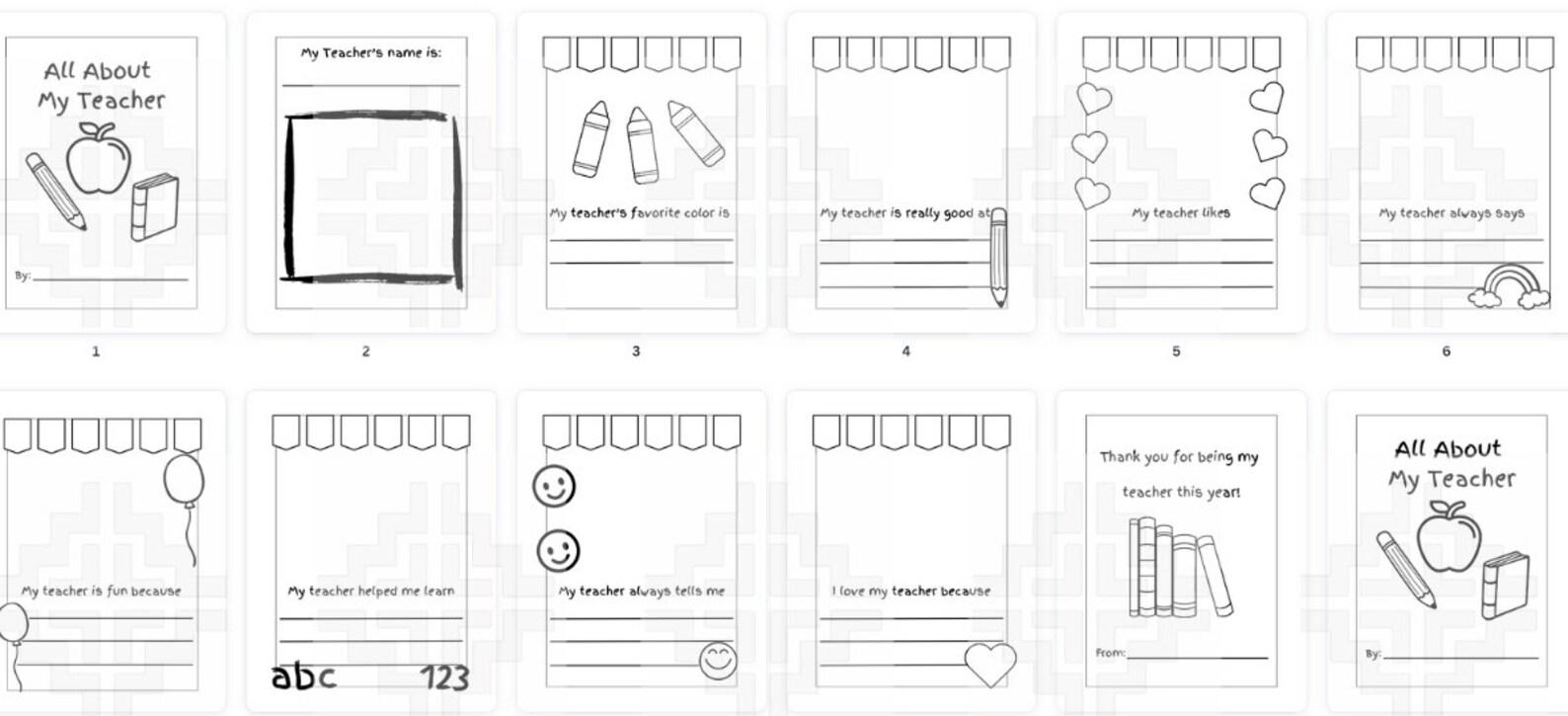 PRINTABLE All About My Teacher Booklet - Etsy