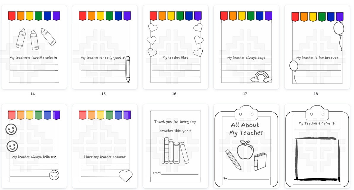 PRINTABLE All About My Teacher Booklet - Etsy