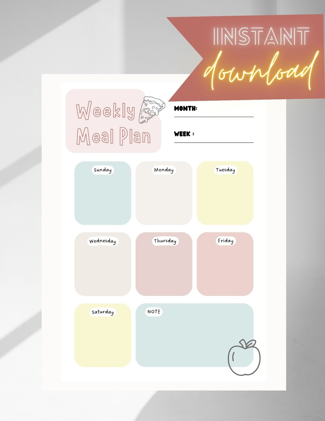 Printable Weekly Meal Plan Sheet - Etsy UK