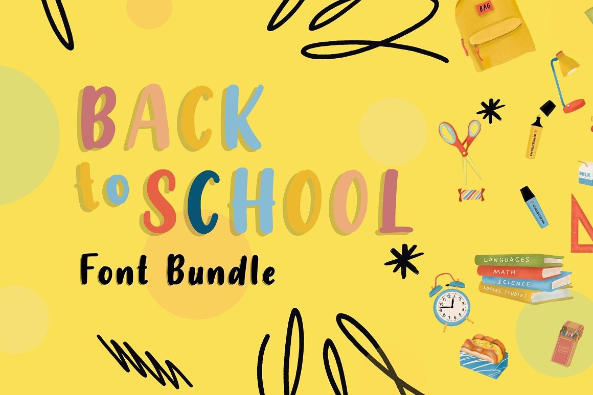 Back to School Font Bundle, Cute Handwritten Fonts, Modern Fonts ...