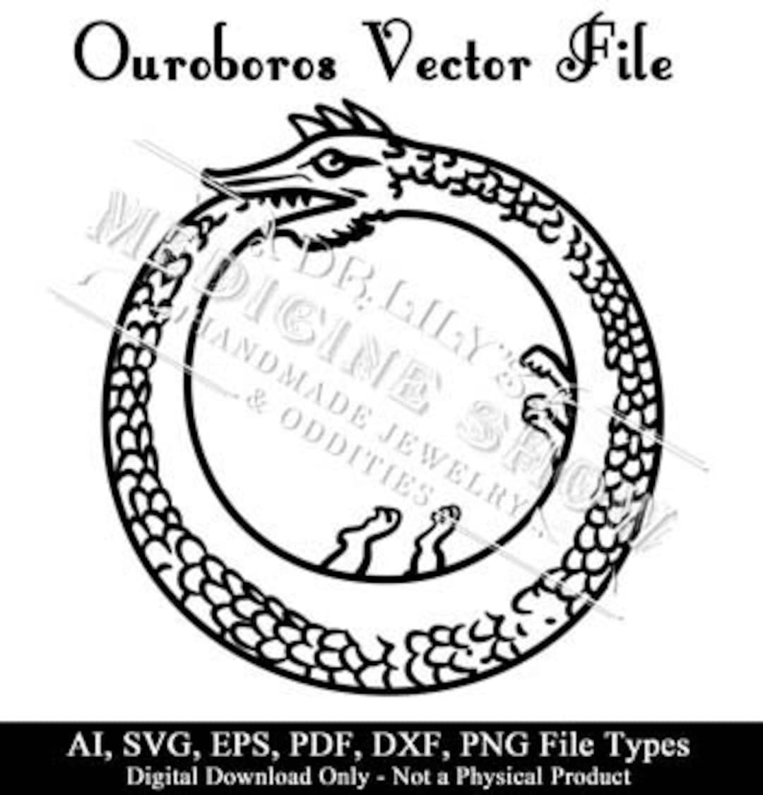 Ouroboros Drawing Svg Eps Pdf Ai Dxf Vector File, Instant Download, for Laser, Cricut, Clipart ...
