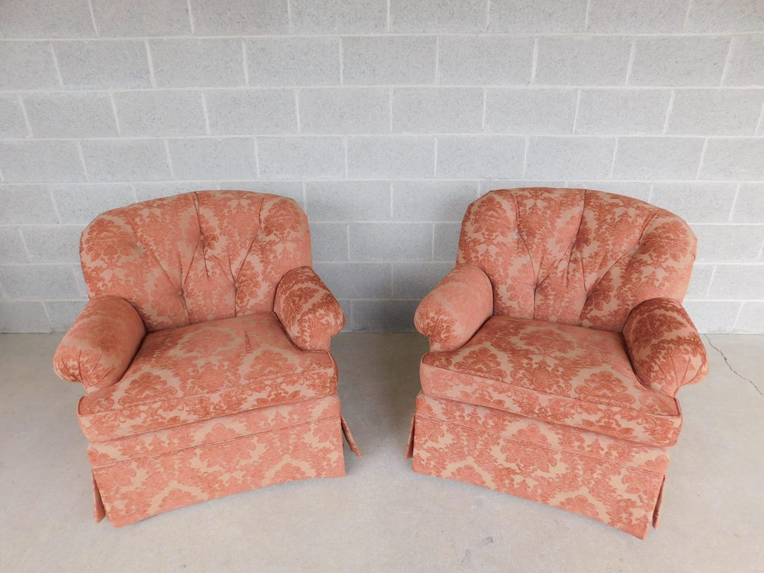 Sherrill Furniture Tufted Back Skirted Lounge Chairs - a Pair (shipping ...