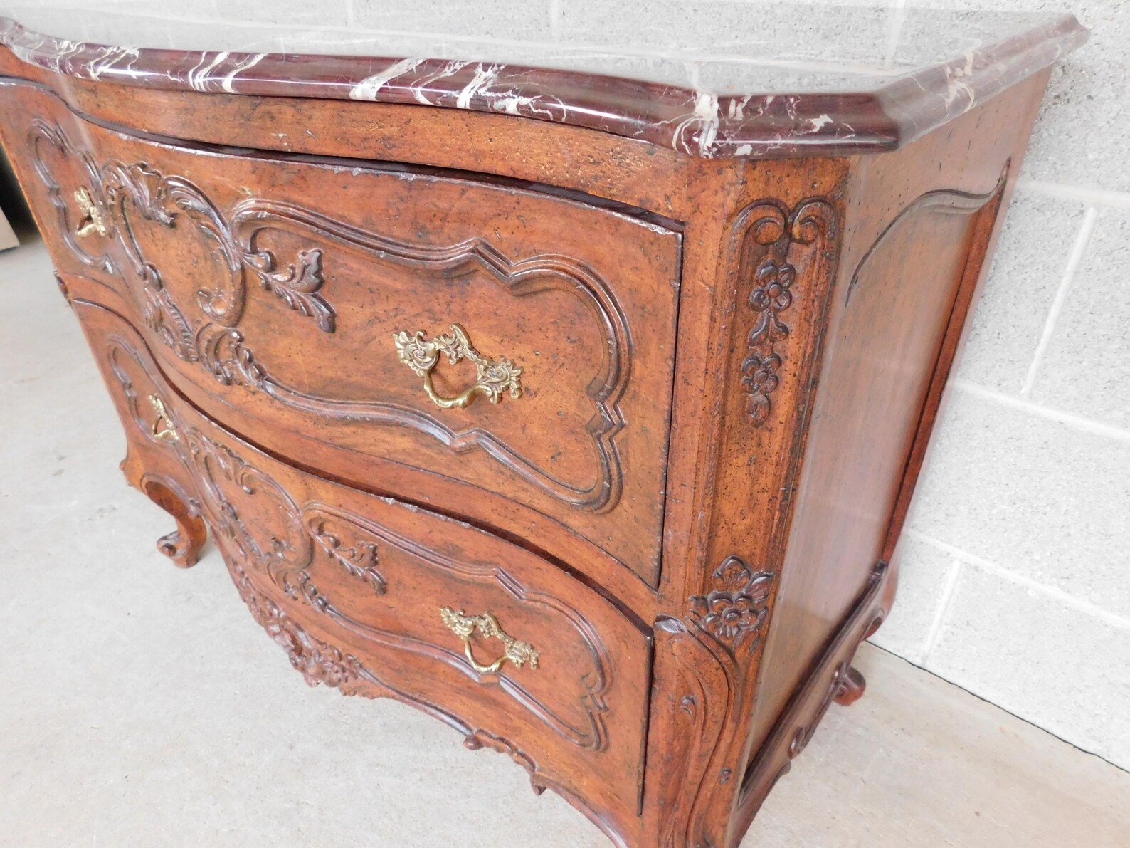 French Rococo Style Marble Top 2 Drawer Commode 37.5"w (shipping is Not ...