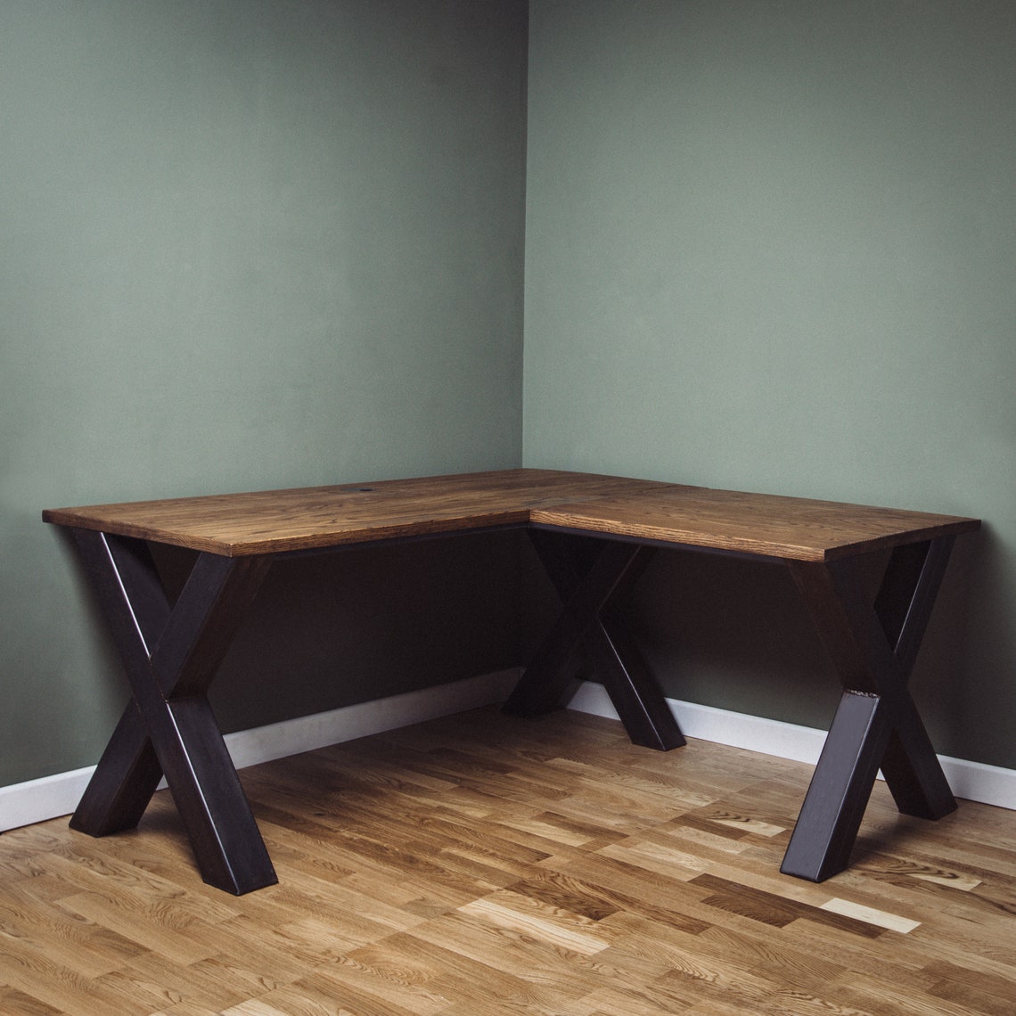 X Frame Office Corner Desk // Industrial Steel Corner Desk // Bespoke ...
