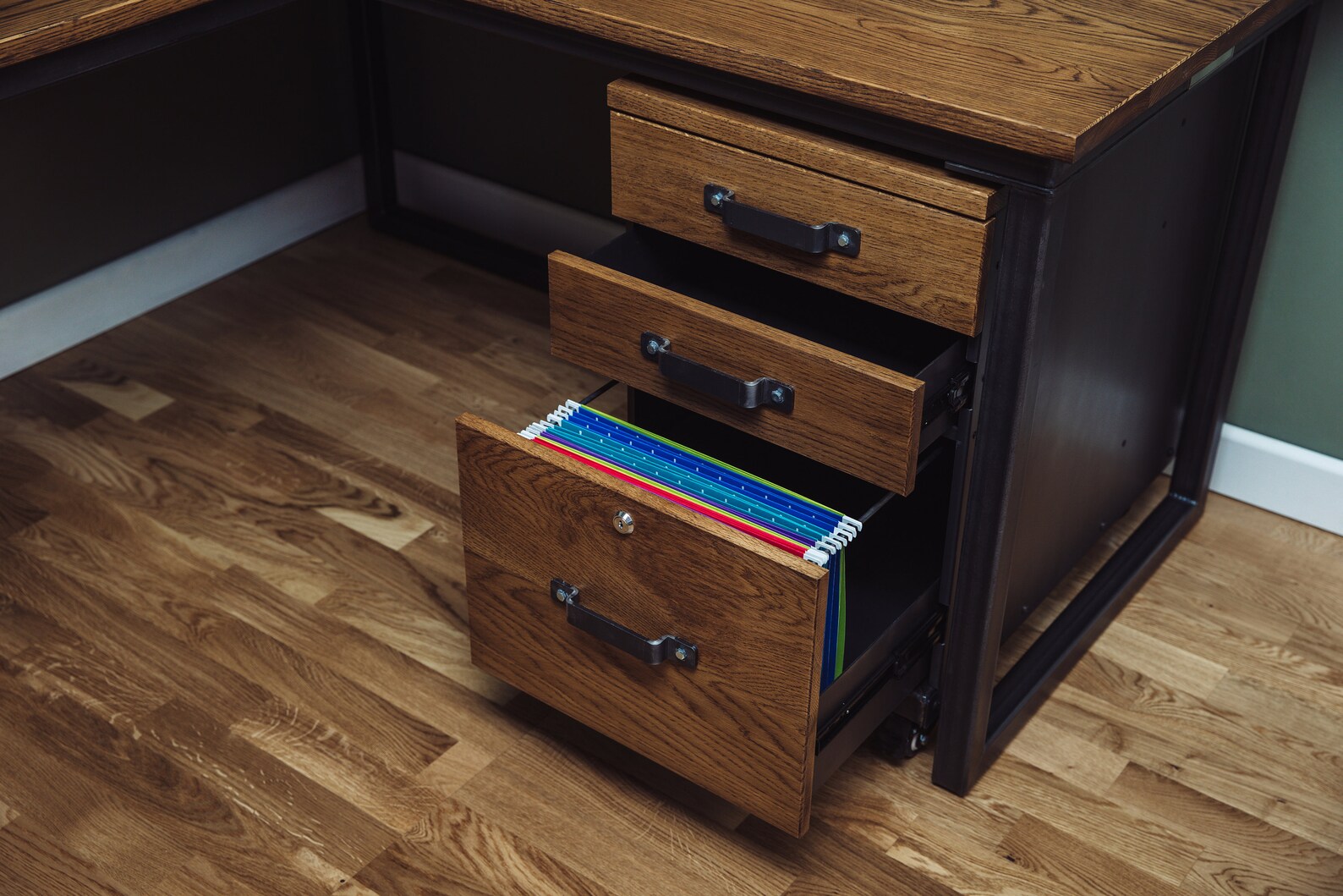 Remington Corner Desk With Filing Cabinet // Industrial Office ...