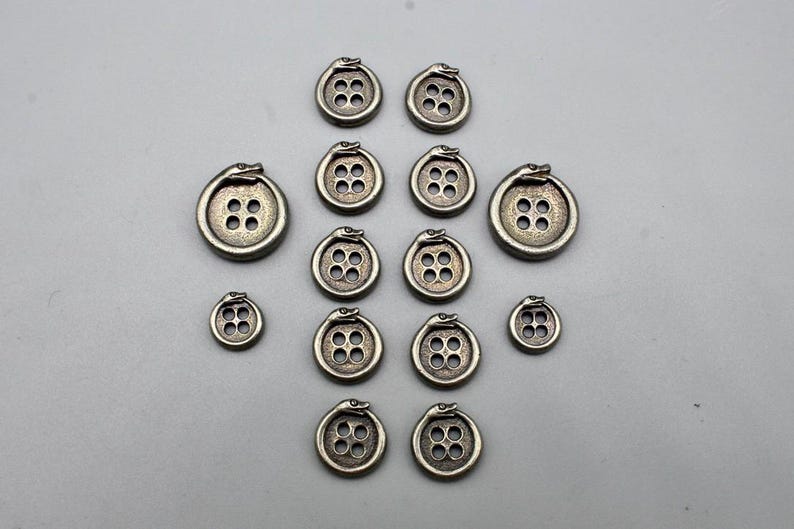 Snake Shirt Button, Sterling Silver or Bronze, Small (9mm), Medium (11 ...