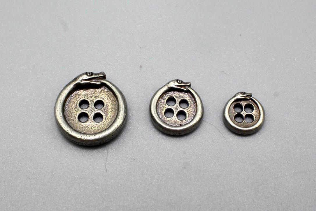 Snake Shirt Button, Sterling Silver or Bronze, Small (9mm), Medium (11 ...