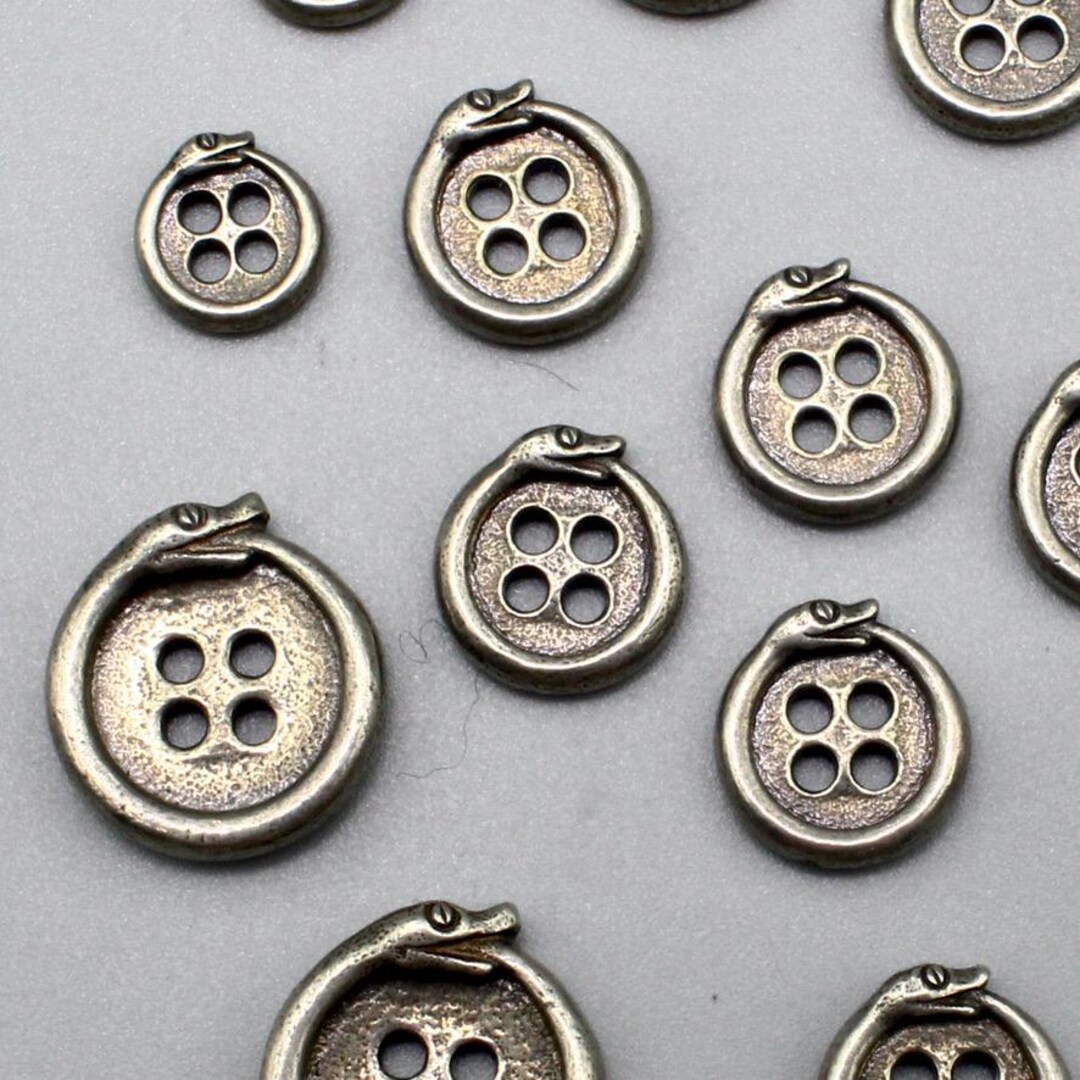Snake Shirt Button, Sterling Silver or Bronze, Small (9mm), Medium (11 ...