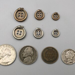 Snake Shirt Button, Sterling Silver or Bronze, Small (9mm), Medium (11 ...