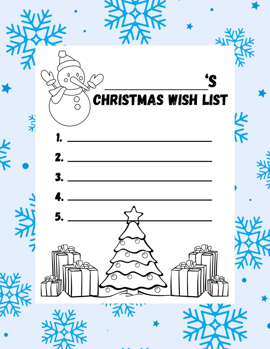 Personalized Christmas Wish List Digital Download - Etsy